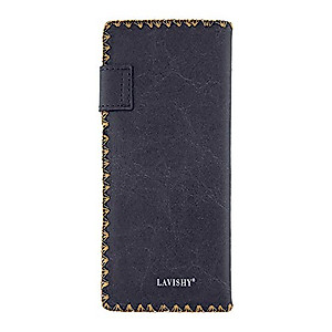 Skelapparel Divine Peacock Peacock Feather Embroidery Vegan Large Flat Wallet (Black)