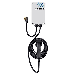 Grizzl-E New Level 2 Smart EV Charger, 16/24/32/40 Amp, NEMA 06-50/14-50 Plug, 24 feet Premium, Indoor/Outdoor Car Charging Station (White, NEMA 06-50)