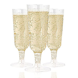JOLLY CHEF 100 Pack Plastic Champagne Flutes Disposable 5 Oz Clear Plastic Champagne Glasses Perfect for Wedding, Thanksgiving Day, Christmas