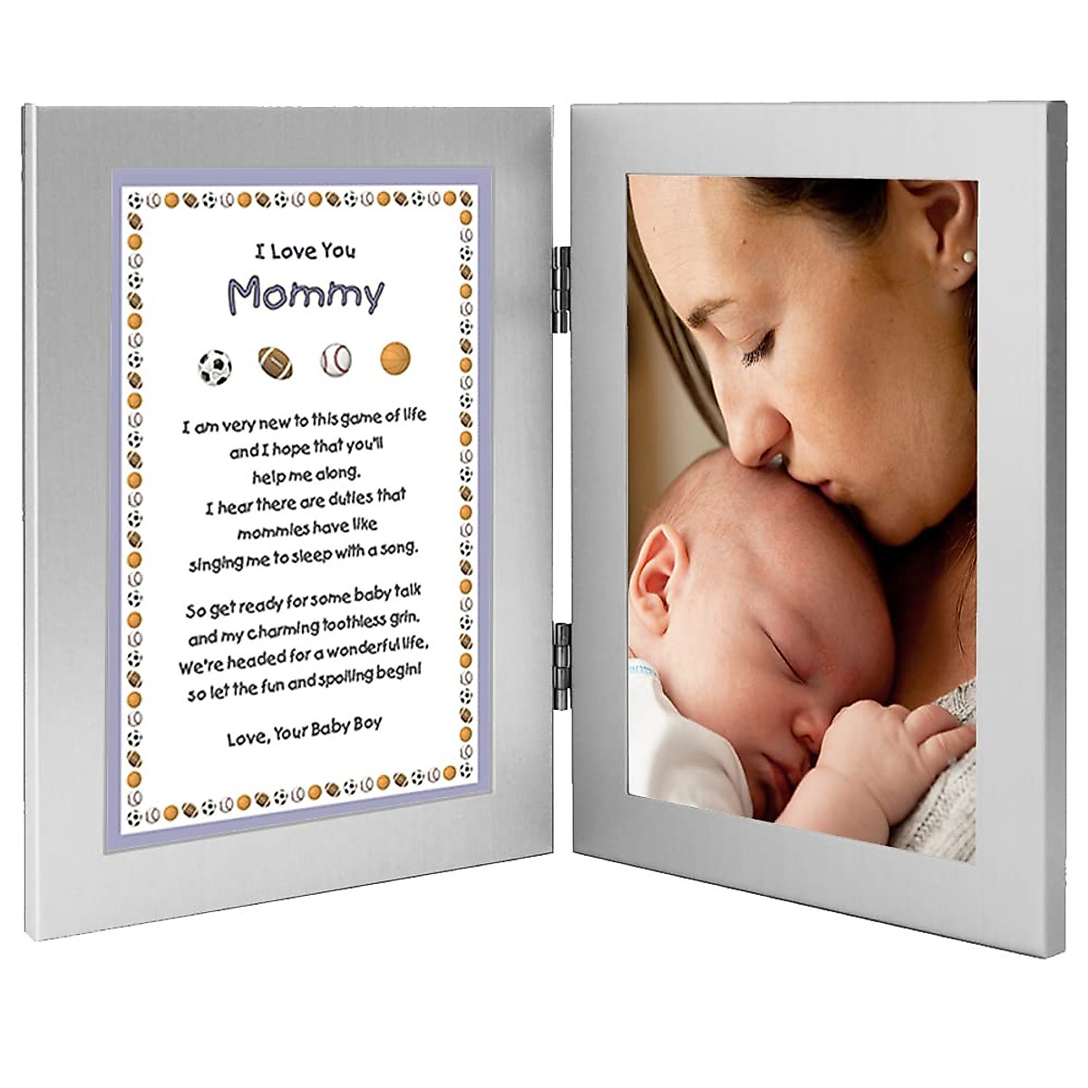 New Mom Gift from Son, Mommy Poem From Baby Boy for Birthday or Mother's Day, Add 4x6 Inch Photo to Double Frame