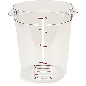 Carlisle FoodService Products 1076607 StorPlus Polycarbonate Round Food Storage Container, 8 Quart, Clear