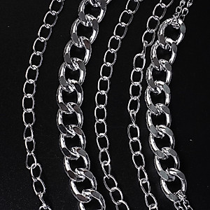 YERTTER Punk Multi-Layered Cuban Curb Chunky Chain Silver Choker Necklace Thick Choker Hip Hop Street Eboy Choker Necklace Gift