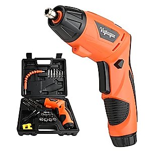 Vigtayue Cordless Electric Screwdriver Rechargeable Screw Power Hand tools with Pivoting Head, Flash Light & 47 pcs Bit Set for Women & Men,USB Charging Cable in Carrying Case, LED Light for Home DIY