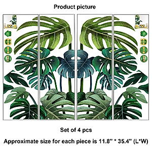 Big Green Leaf Wall Stickers Tropical Plant Leaves Window Decals Decorations Murals Wall Art Decorative Sticker for Kids Living Room Bedroom Nursery Playroom Cute Holiday Jungle Party Decor Supplies