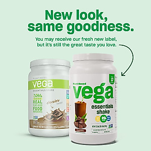 Vega Essentials Plant Based Protein Powder, Chocolate - Vegan, Superfood, Vitamins, Antioxidants, Keto, Low Carb, Dairy Free, Gluten Free, Pea Protein for Women & Men, 1.4 lbs (Packaging May Vary)