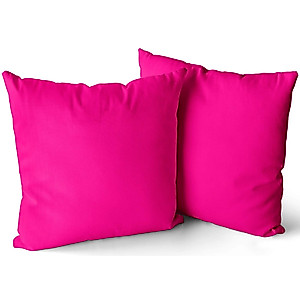 KELEMO Home Set of 2 Pillow Case Girly Fushia Hot Pink Friendly Throw Pillow Covers Cushion Decorative Pillowcase Square 18 x 18 Inches