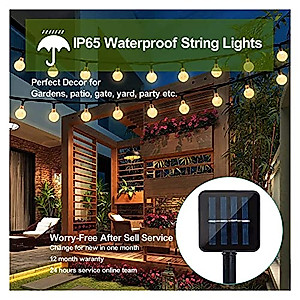 FOVKP Solar String Lights 50 LED Outdoor String Lights Garden Crystal Ball Decorative Lights Waterproof Indoor Fairy Lights for Home, Garden, Patio, Party, Yard, Christmas- Warm White