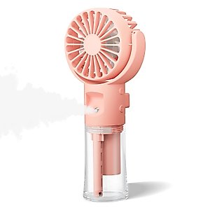 AJIJING Mini Portable Fan, Cooling Misting Fan, 4 Speeds Small Handheld Fan, USB Rechargeable Pocket Fan [14-32 Working Hours], Summer/Outdoor/Concerts, Gifts for Women (Pink)