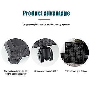 BAODAN Plant Caddy with Wheels, Plant Trolley, Plant Dolly Heavy Duty, Square Movable Plant Roller, Toughened Resin Plant Pallet Caster, 9.45x9.45x3.35in, Black