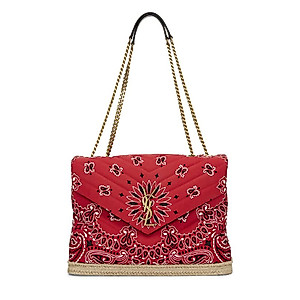 Yves Saint Laurent, Pre-Loved Red Bandana Canvas Loulou Shoulder Bag Medium, Red