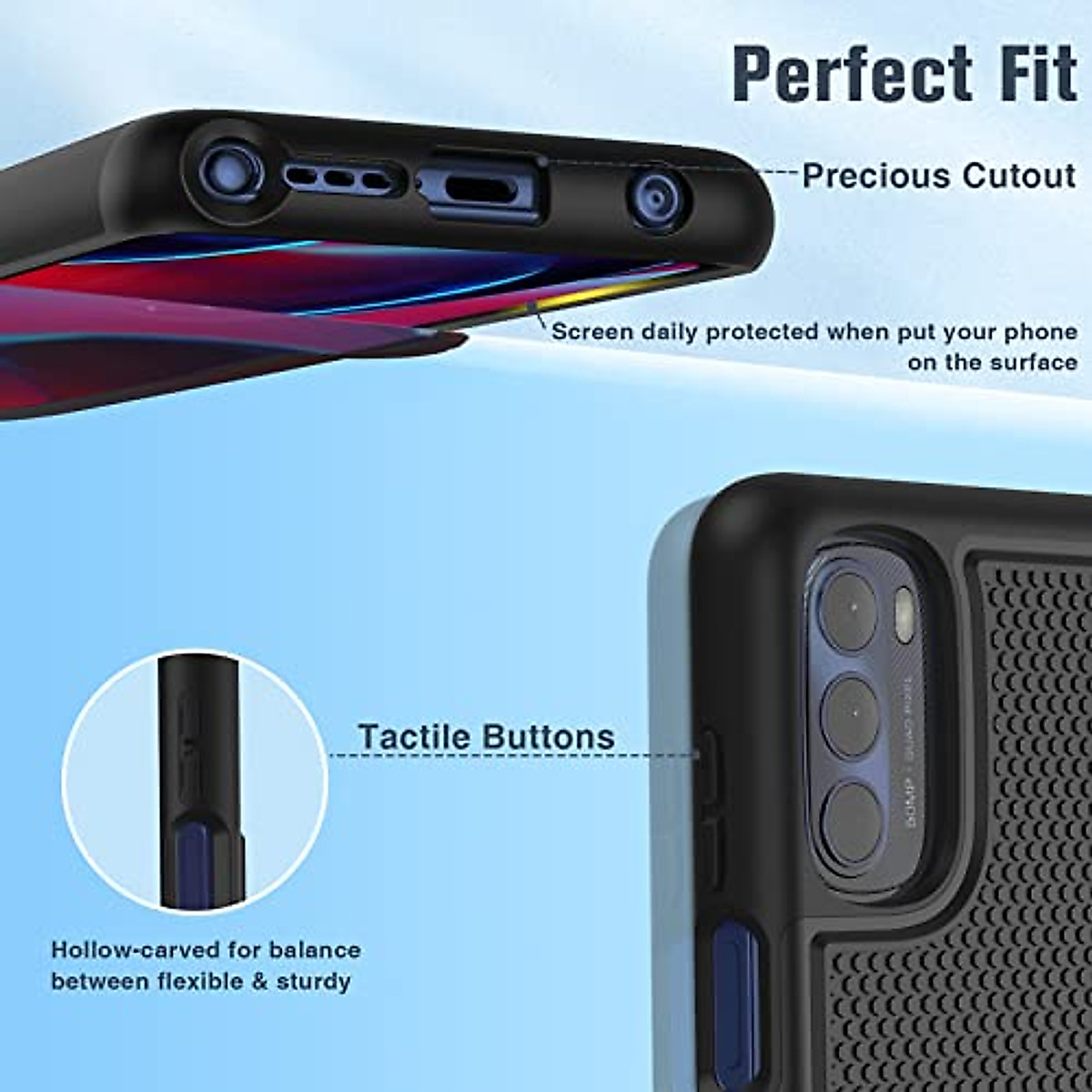BNIUT for Motorola Moto G-Stylus 2022 Case: Dual Layer Protective Heavy Duty Cell Phone Cover Shockproof Rugged with Non Slip Textured Back - Military Protection Bumper Tough (Black Matte)