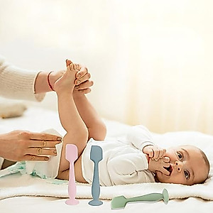 3 Pack Baby Diaper Cream Spatula Applicator, Soft Silicone Butt paste Spatula Diaper Cream Brush with Suction Cup Base (Cyan, Pink, Green)