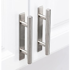Adherion Adhesive Cabinet Stick On Door Handles 5" | No Drilling Stick On Handle for Drawers Doors Wardrobes Windows | 3M Handle Adhesive | 2 Pack Brushed Nickel | All Metal Stick On Cabinet Handles |