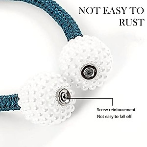 YangMeng Window Strong Magnetic Curtain Tiebacks Outdoor Curtain tiebacks for Patio- Pearl Ball Tie Backs for Curtains Thin or Thick Home&Office Window Draperies (F, 2PC)