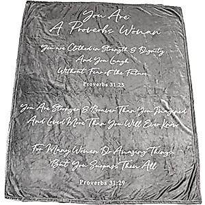Double Creek Proverbs 31 Woman Lightweight Scripture Throw Blanket Inspirational Verses, Comfort Blanket 50"x 60" Gift for Women