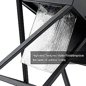 Delicavy Small Outdoor Wall Lights Exterior Light Fixtures Wall Mount Porch Light Waterproof Black Finish with Crackle Glass, Modern Outdoor Wall Sconce for House Garage, Front Door, Patio, Hallway