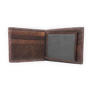 Western Genuine Tooled Leather Laser Cut Men's Bifold Short Wallet in 8 Colors (Coffee/Turquoise)