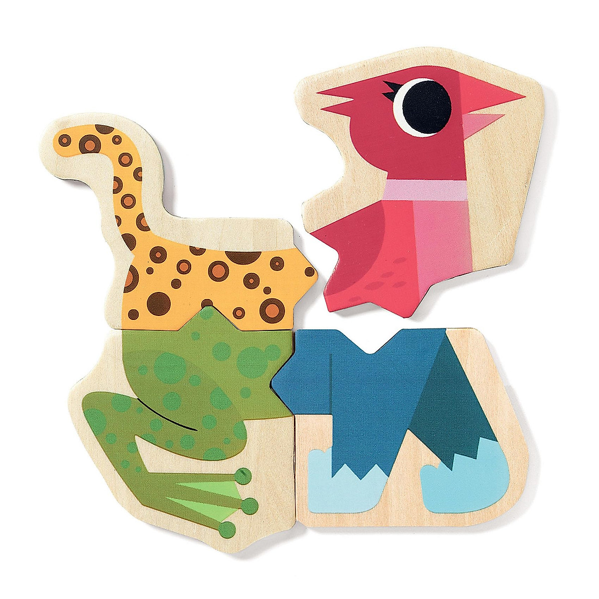 DJECO Mix & Match Animal Magnets - Silly Creatures, Endless Fun for Home, School or Gifts - Fun & Creative for Family & Friends, Educational Wooden Toys for Preschool, Kids 2+