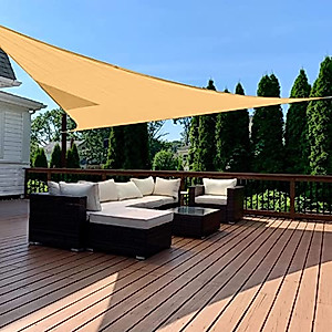 Quictent 12x12x12ft Fire-Retardant Sun Shade Sail Triangle 185G HDPE Canopy with Hardware Kit 98% UV Block for Outdoor Patio Garden (Sand)