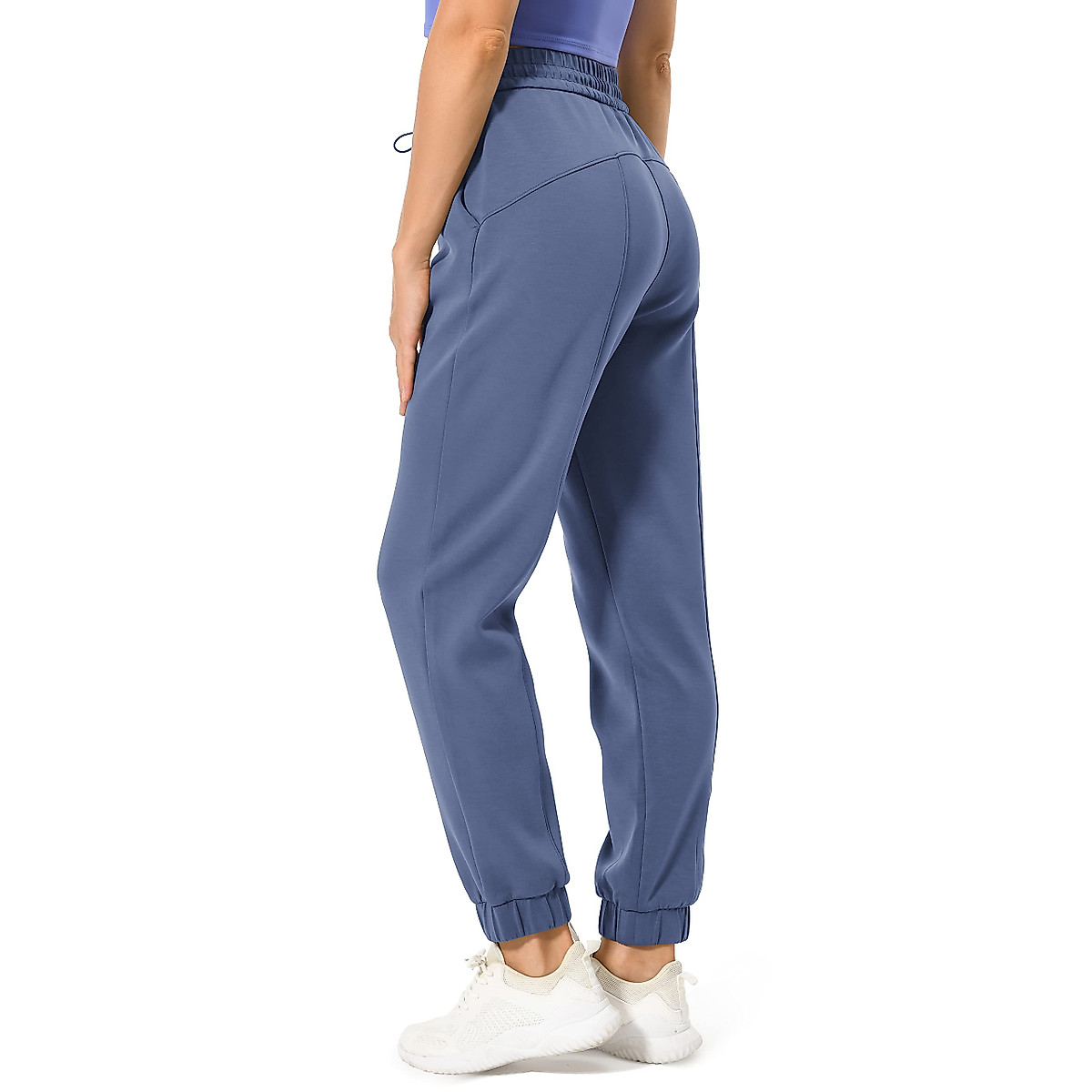 Colorfulkoala Women's High Waisted Ultra Soft Modal Joggers Running Sweatpants Casual Lounge Pants with Pockets (L, Niagara Blue)