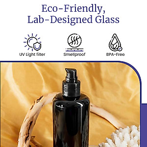 Infinity Jars Ultraviolet Glass Push Pump Bottle 200 Ml (6.8 fl oz) Refillable Containers for Lotion Homemade Cosmetics Make-up Skin Care Cream, Lotion, Shampoo, Conditioner Dispenser Bottles