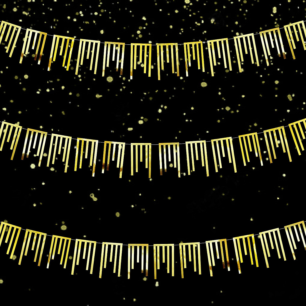 40Ft Gold Tassel Banner Pennant Bunting Double Sided Gold Metallic Paper Garland Streamer for Birthday Engagement Bachelorette Wedding Bridal Shower Anniversary Graduation Party Decorations Supplies