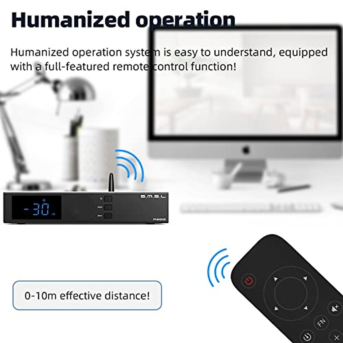 S.M.S.L A300 HiFi Power Amplifier, Bluetooth 5.0 2.1 165W x 2 THD+N 0.004% Class D Integrated Amp SDB Sound Effects Hi-Res Audio Receiver w/Remote Control
