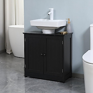 24" Under Sink Storage Cabinet for Pedestal Sink, Under Sink Bathroom Cabinet with 2 Doors and Shelf, Pedestal Sink Bathroom Vanity Furniture,Bathroom Cabinet Great Storage Option for a Pedestal Sink