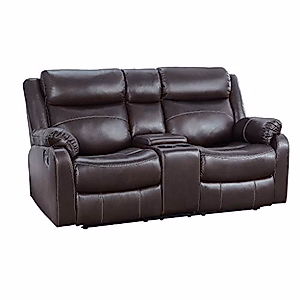 Homelegance Yerba 70" Microfiber Double Reclining Loveseat W, Dark Brown