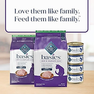 Blue Buffalo Basics Grain-Free Dry Cat Food, Skin & Stomach Care, Limited Ingredient Diet for Indoor Cats, Turkey & Potato Recipe, 5-lb. Bag