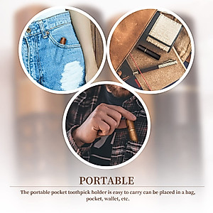 Huwane Toothpick Holder Portable Wood Toothpick Case Waterproof Handmade Craft Toothpick Pocket Box for Storage Toothpick, Needle, Pill, Bead, Ear Pick, Cotton Swab and Other Small Object (4 Packs)