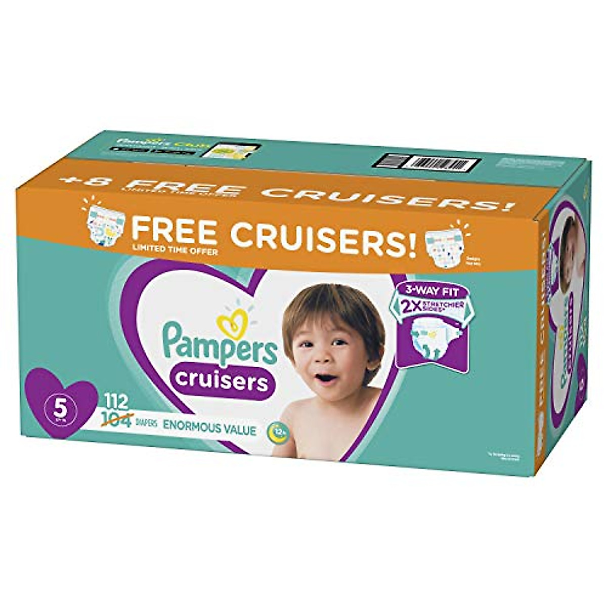 Diapers Size 5, 112 Count - Pampers Cruisers Disposable Baby Diapers, Enormous Pack, Plus Bonus Diapers