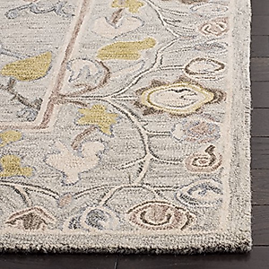SAFAVIEH Roslyn Collection 8' x 10' Light Grey/Multi ROS908A Handmade Floral Wool Area Rug
