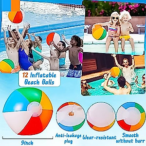 Mcftvun Beach Balls Bulk, 12 Pack -12" Inflatable Swimming Pool Toys for Kids & Adults Summer Beach Toys for Water Games, Hawaiian Tropical Theme Party Decorations Favors Supplies