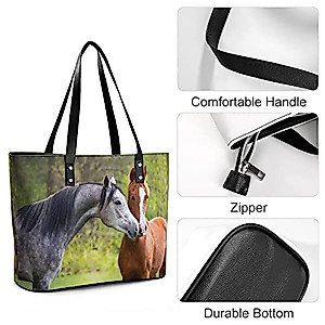 Womens Handbag White Brown Horse Leather Tote Bag Top Handle Satchel Bags For Lady