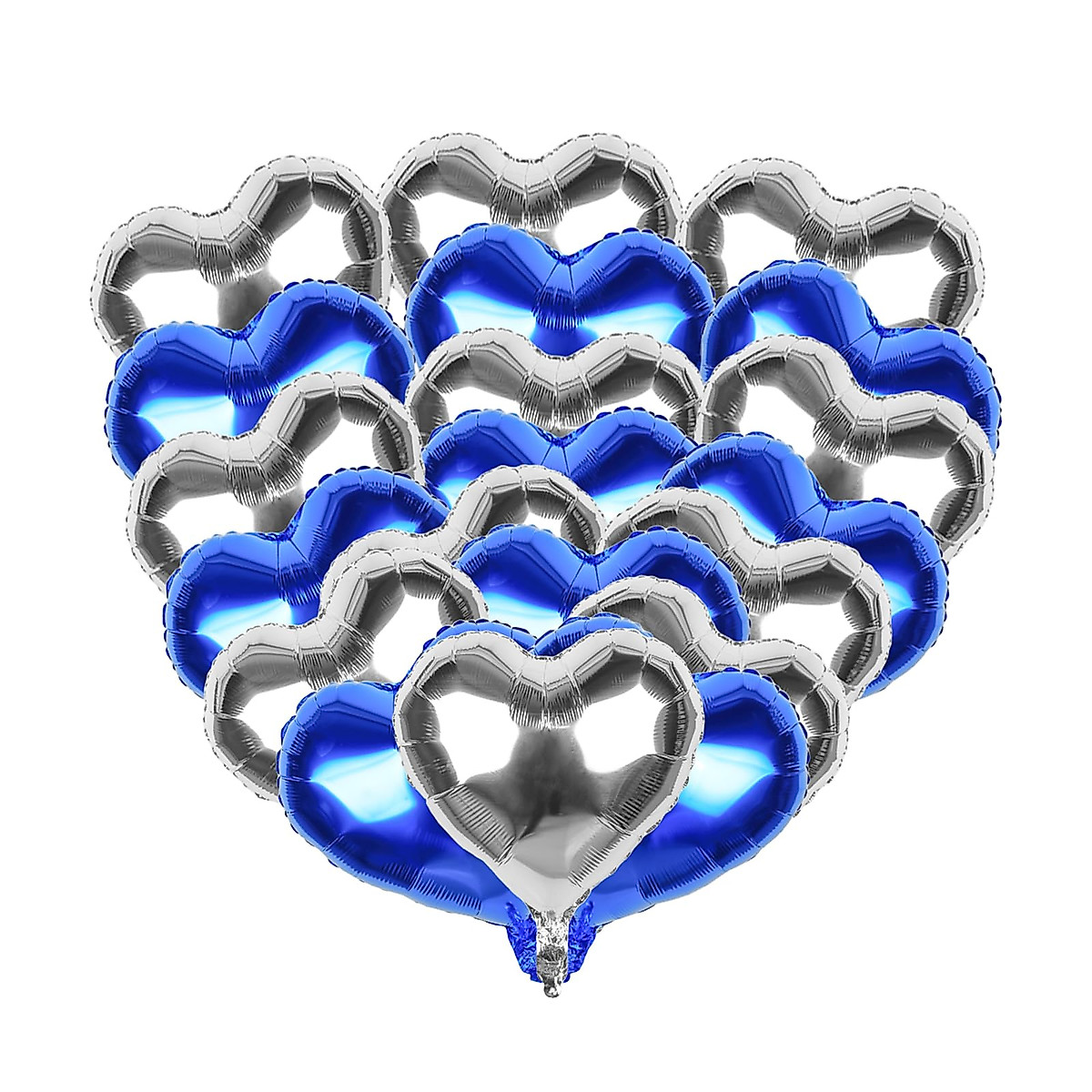Mefuny 18"Royal Blue Silver Heart Shaped Balloons 18Pcs Foil Balloons Mylar Balloons For Birthday Baby Shower Festival Party Decorations