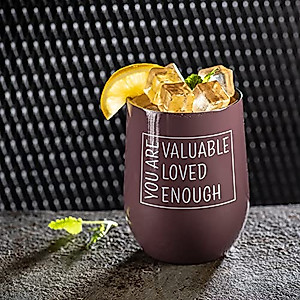 DIVERSEBEE Inspirational Gifts for Women, Men, Best Friend, Mom, Sister, Wife, Girlfriend, Boss, Coworker, Nurses, Thank You Encouragement Birthday Wine Gifts,Insulated Wine Tumbler with Lid (Plum)