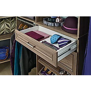 ClosetMaid SuiteSymphony Wood, Add On Accessory Shaker Style, For Storage, Closet, Clothes, x 5” Size for 25 in. Units, Natural Gray/Satin Nickel, 25" X 5" Drawer