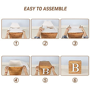 Baby Shower Boxes Birthday Party Decorations - 4 Wood Grain Brown Stereoscopic Blocks with BABY Letter,1st Birthday Balloon Boxes,Teddy Bear Boys Girls Baby Shower Supplies, Gender Reveal Backdrop