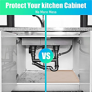 Under Sink Mats for Kitchen Waterproof, 34" × 22" Silicone Under Sink Liner Drip Tray, Cabinet Protector Mat for Drips, Leaks, Spills, Fits 36'' Standard Bathroom Cabinets