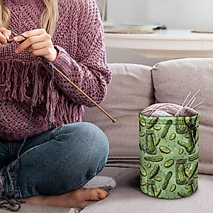 WHOSGNIHT Cucumber Print Yarn Bag Small Crochet Bag Organizer Drawstring Yarn Storage Bags for Crocheting,Knitting Bag for Crochet Beginner Yarn Holder