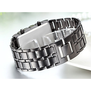 JewelryWe LED Lava Watch for Men Women Square Digital Faceless Metal Wristwatches, for Mother’s Day