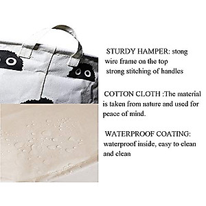 SEAFOWL 19.7" Collapsible Laundry Basket,Round Canvas Waterproof Large Storage Basket Cute Cartoon Nursery Basket (Big Eye Monster)