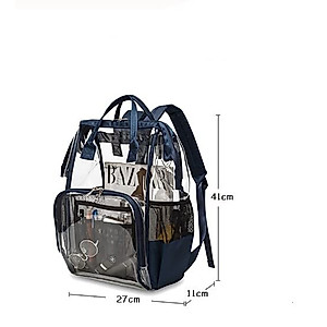 Clear Backpack Large Clear Backpack Heavy Duty PVC Transparent Clear Bag for Stadium, School (Blue)