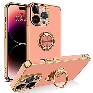 BENTOBEN for iPhone 14 Pro Max Case, Slim Lightweight 360° Ring Holder Kickstand Support Car Mount Shockproof Women Men Non-Slip Protective Case for iPhone 14 Pro Max 6.7", Sand Pink