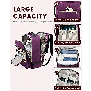 LOVEVOOK Large Travel Laptop Backpack Women, 40L Flight Approved Carry on Backpack Waterproof 17.3inch Luggage Daypack Business Weekender Overnight Backpacks Bag with 3 Packing Cubes, Purple