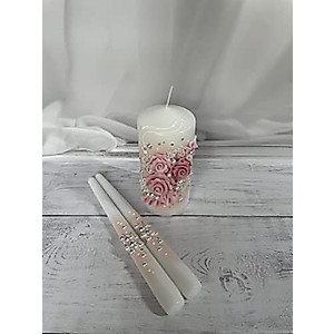 Magik Life Unity Candle Set for Wedding - Wedding Accessories for Reception and Ceremony - Candle Sets - 6 Inch Pillar and 2 10 Inch Tapers - Decorative Pillars Pudra