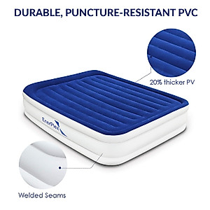 EnerPlex Twin Air Mattress with Built in Pump - 15" Luxury Size Self-Inflating Blow Up Mattress with Neck Support - Inflatable Air Bed for Portable Travel & Home Use (Blue/White)