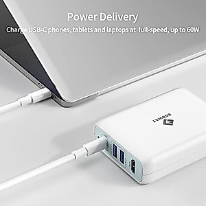 USB C Hub, E EGOWAY 6 in 1 Multiport Adapter Portable USB C Hub with 65W GaN Power Delivery, USB 3.0 Ports, 4K HDMI Port, SD/TF Card Reader Compatible with MacBook Pro, iPad Pro and More USB C Device