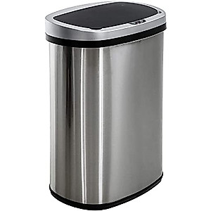 HHS Kitchen Trash Can with Lid 13 Gallon 50 L Stainless Steel Automatic Garbage Can Bedroom Home Office Touch Free High-Capacity Rubbish Bin,Soft Closure Fingerprint Proof Waste Bin
